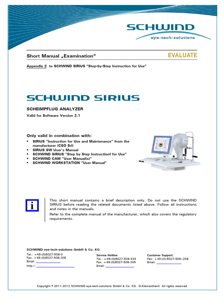 SIRIUS Short-Manual-App2 Examination SW2.1 V2.1 | PDF | Eye | Usb