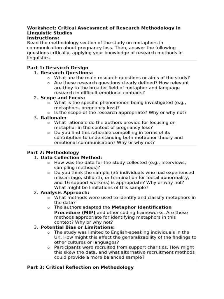 Unit 3 Worksheet 2 (Blank) | PDF | Methodology | Qualitative Research