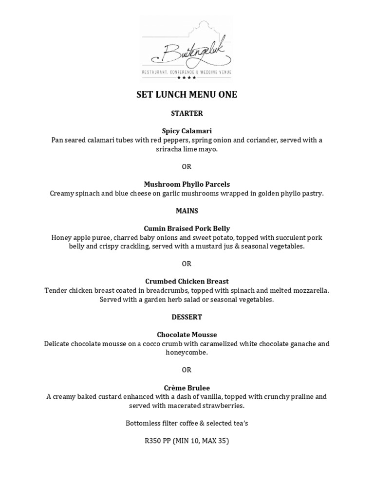 BG - Set Lunch Menu 2021 | PDF | Desserts | Hors D'oeuvre