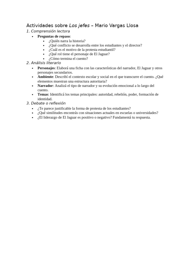 Los Jefes. Actividades | PDF