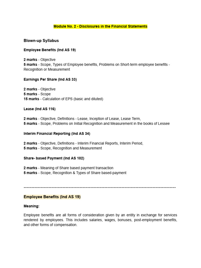 Module No. 2 - Disclosures in The Financial Statements | PDF | Lease ...