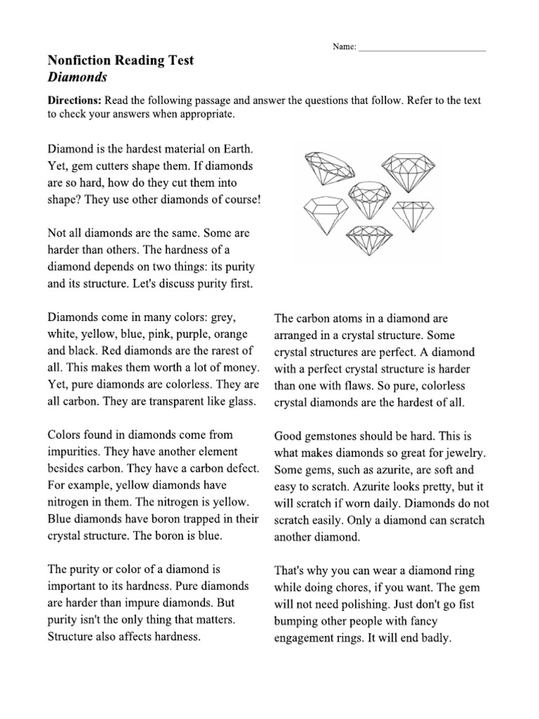 Reading Test Diamonds | PDF