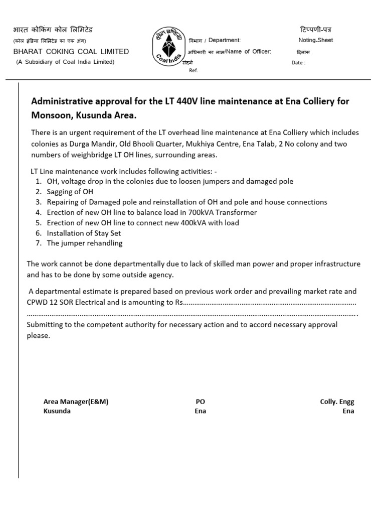 NoteSheet - OH LT Line Maintenance Ena | PDF