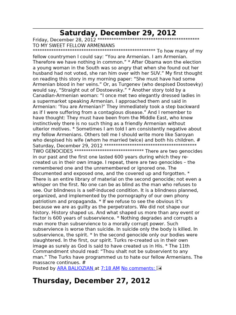 Ara Baliozian 2012 | PDF | Protestantism | Genocides