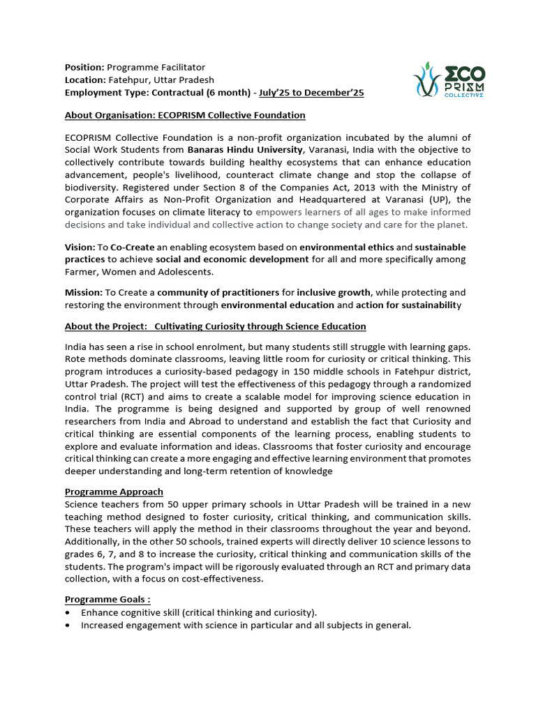 STEM Programme Facilitator | PDF | Critical Thinking | Teachers