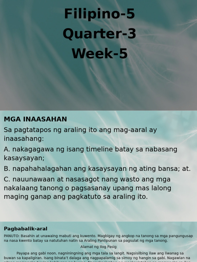 Filipino 5 Q3 W4 Paggawa NG Timeline | PDF