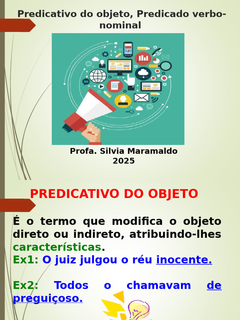 Predicativo do objeto e Predicado verbo-nominal | PDF