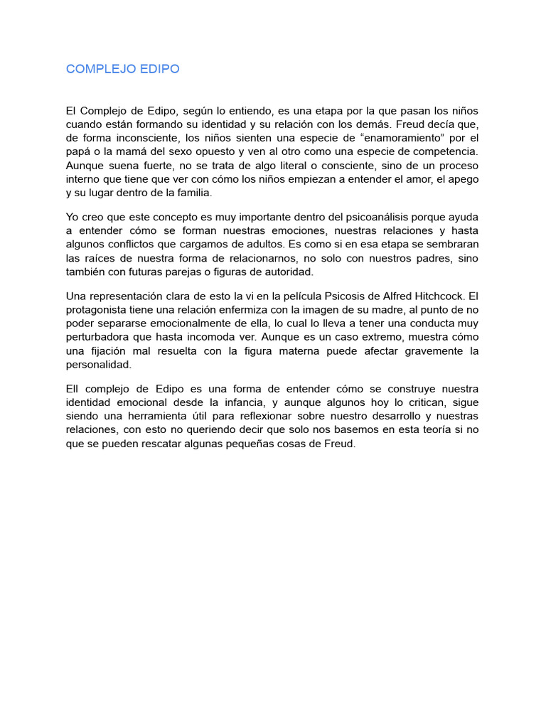 Entendiendo el Complejo de Edipo | PDF