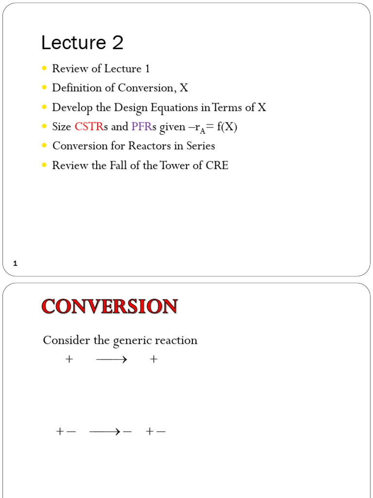 2-ENCH 623 - Lec 03 To 05 - CH 02 - Conversion and Reactor Sizing | PDF | Chemical Reaction ...