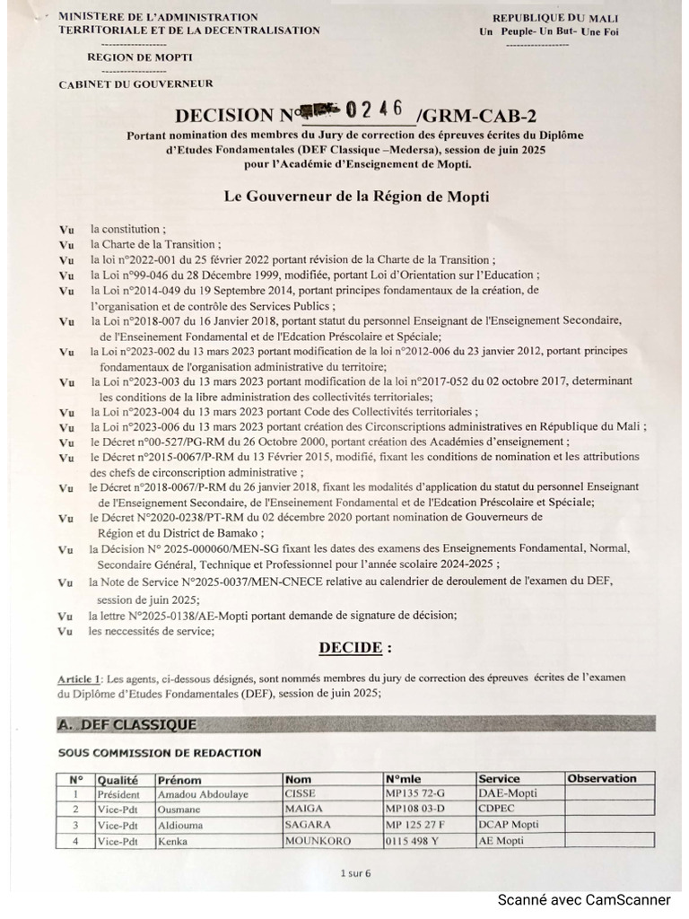 Correcteurs AE-Mopti DEF 2025 | PDF