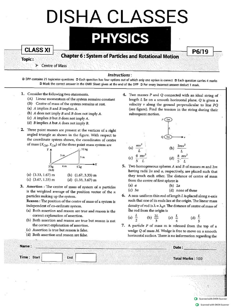 Physics Rotational Dynamics-1 | PDF