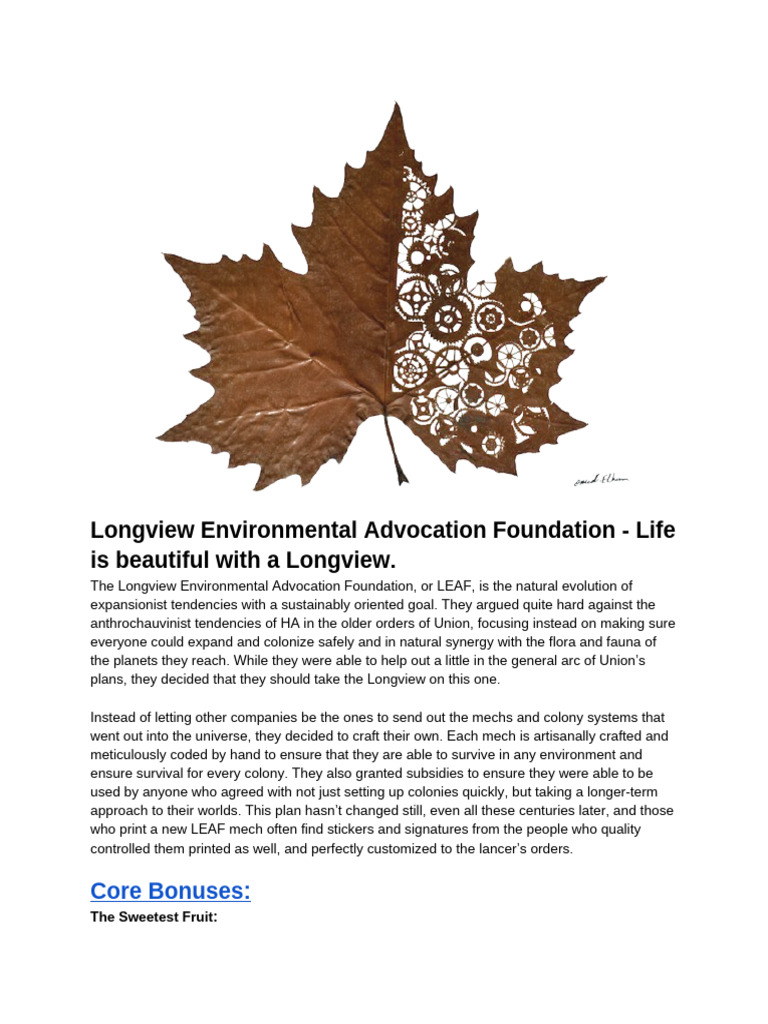 LEAF Lore and Core Bonuses | PDF