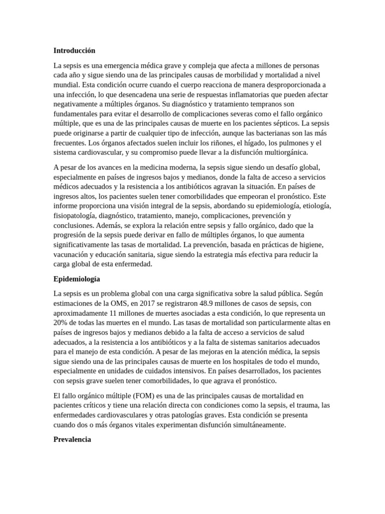 Sepsis: Causas, Síntomas y Complicaciones | PDF | Septicemia | Cuidado ...