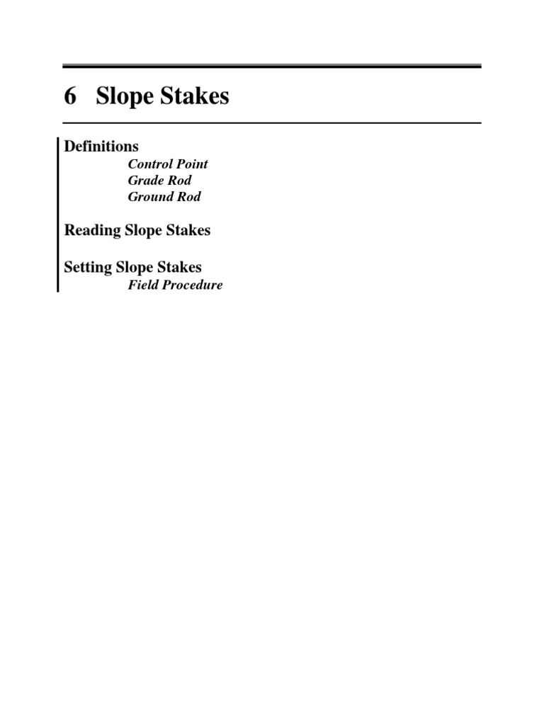 6 Slope Stakes: Definitions | PDF | Foot (Unit) | Surveying