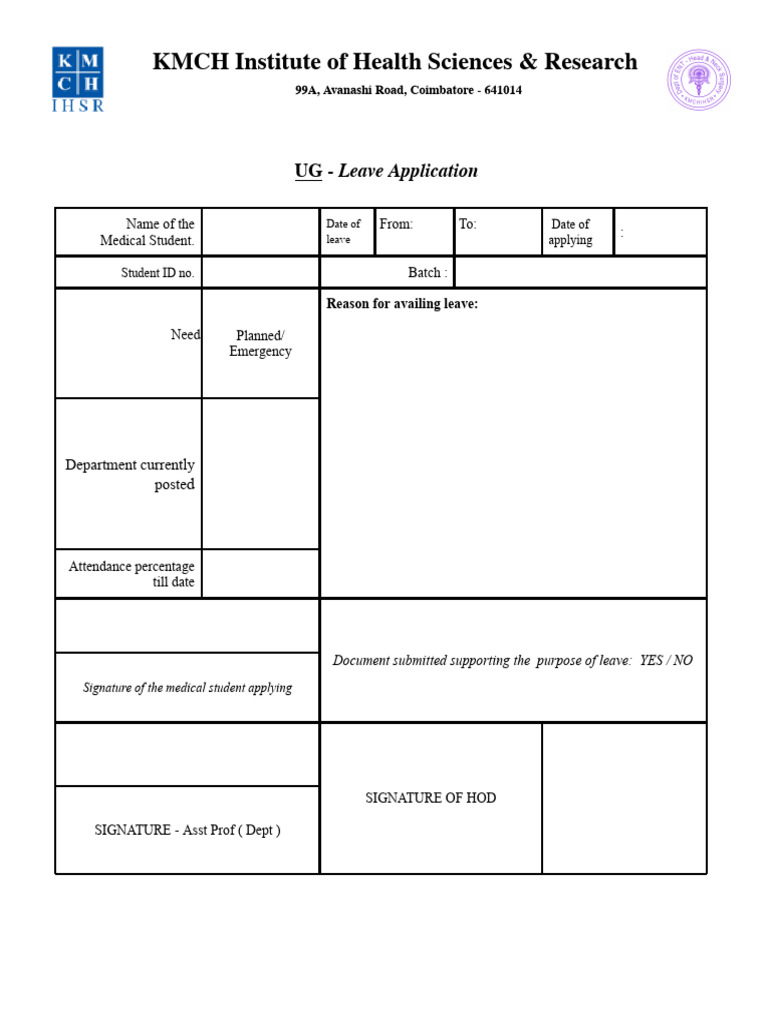 Medical Leave Application for Students | PDF