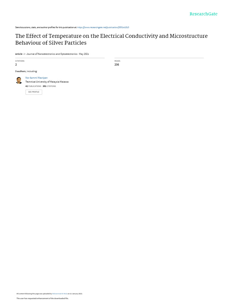 The Effect of Temperature On The Electrical Conductivity | PDF | Electrical Conductor ...