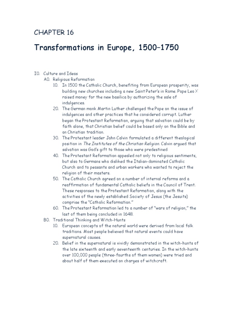 16 - Transformations in Europe, 1500 - 1750 | PDF | Protestant ...