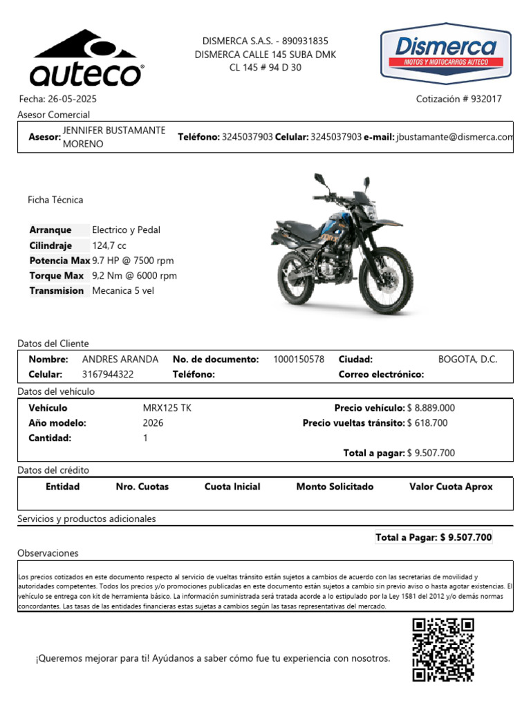 Cotizacion 932017 | PDF