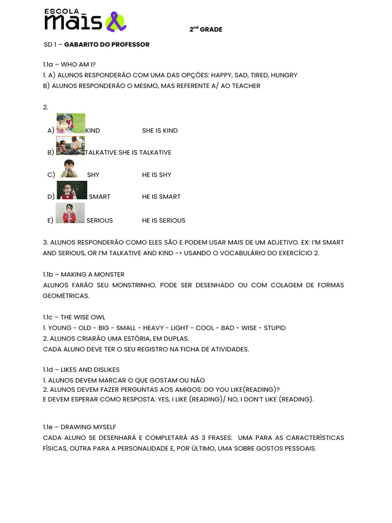 En02 Sd1 Gabarito Do Professor 2025 | PDF