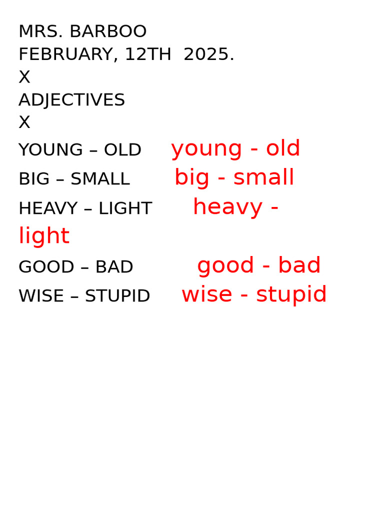 1.1c Adjectives | PDF