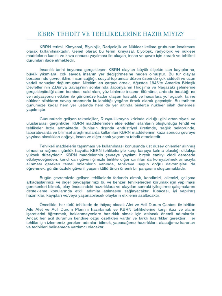 KBRN Tedbi̇rleri̇ | PDF