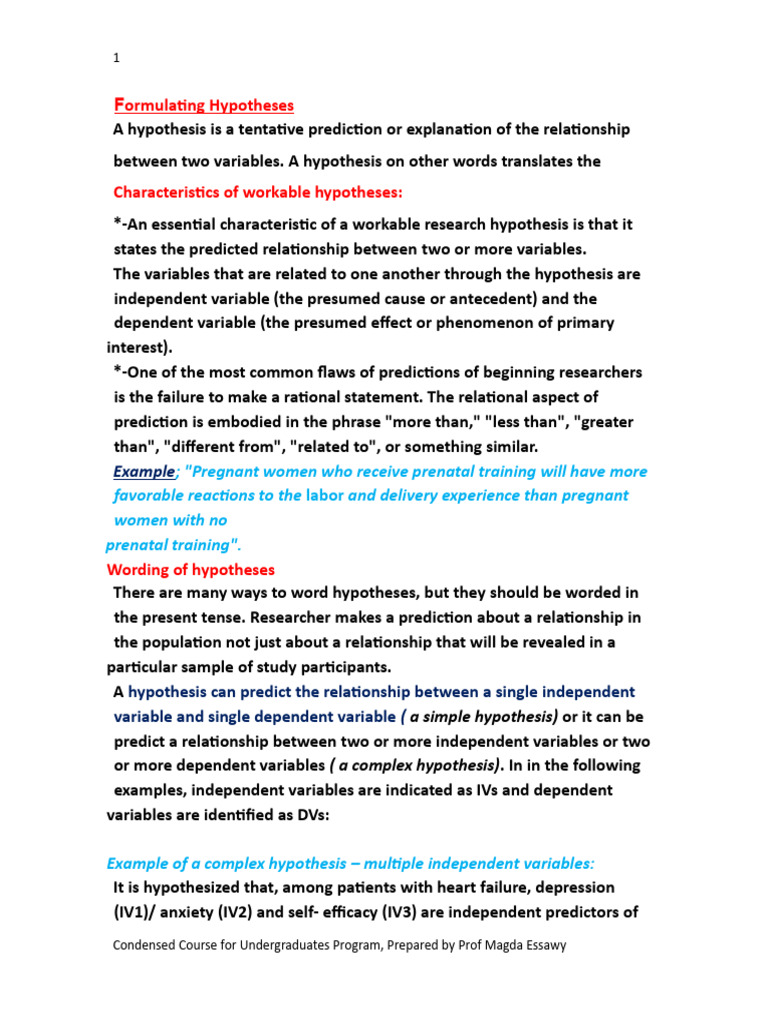 Condenesed Course, Formulating Hypothesis | PDF | Hypothesis | Null Hypothesis
