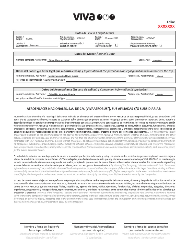 Autorizacion para Menor de Edad | PDF