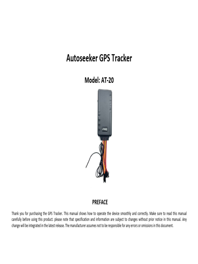 AT-20 GPS Tracker User Manual | PDF | Global Positioning System ...