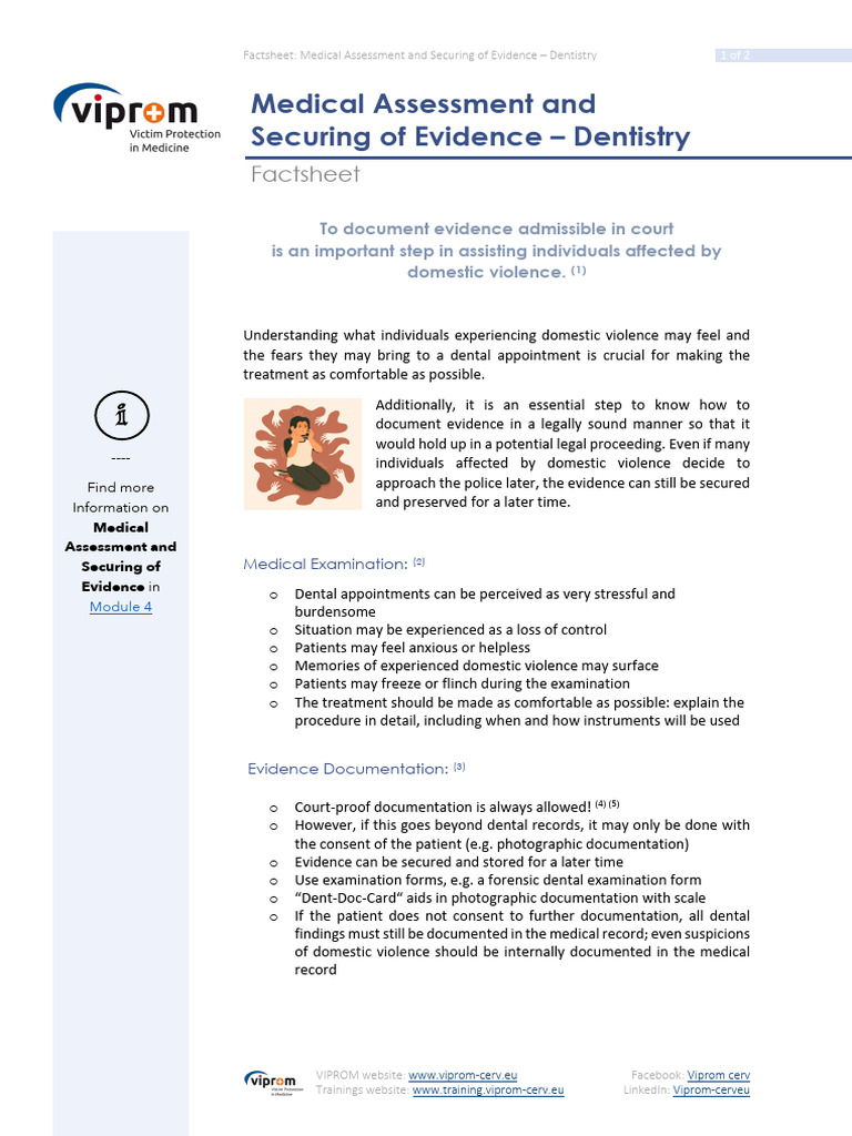 VIRPOM - Module 4 Factsheet Dentistry Health Sector | PDF | Dentistry | Informed Consent