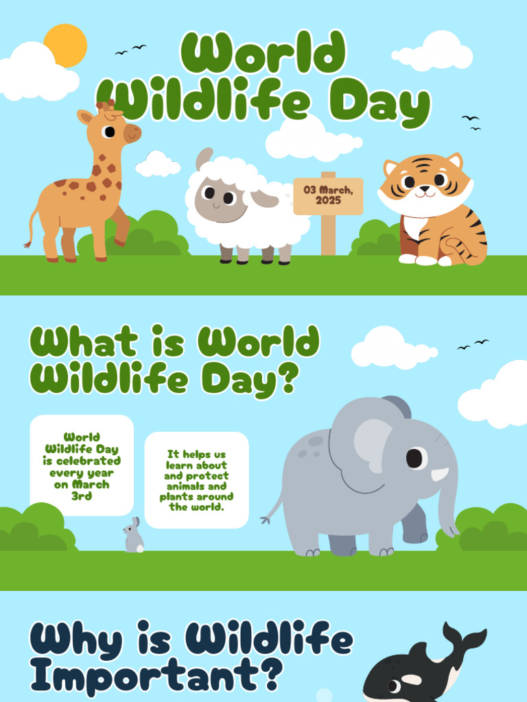 Green and Blue Playful Illustrative World Wildlife Day Presentation ...