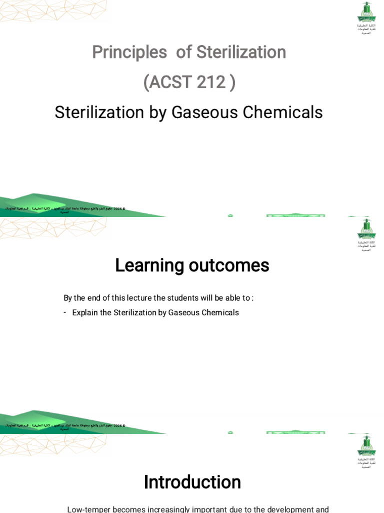 Sterilization by Gaseous Chemicals | PDF | Sterilization (Microbiology)