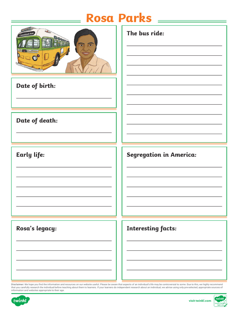 Rosa Parks Fact File Template | PDF