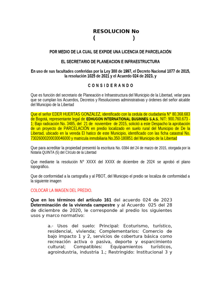 Licencia de Parcelación en La Libertad | PDF