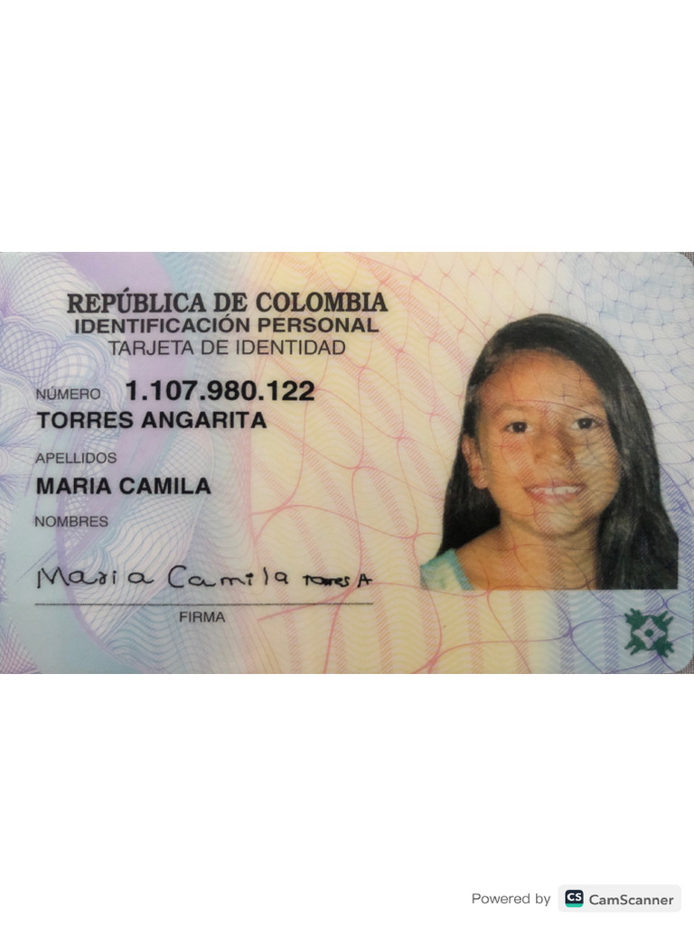 Tarjeta de Identidad Cami | PDF
