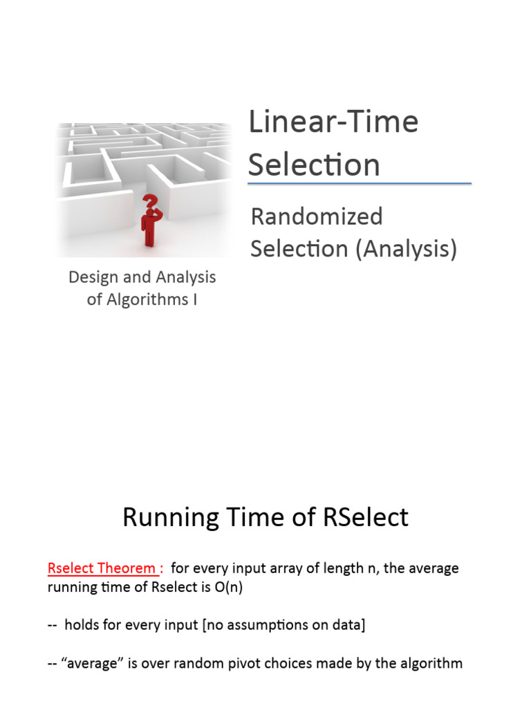 Slides Algo Select Ranalysis Typed | PDF | Algorithms And Data Structures | Algorithms