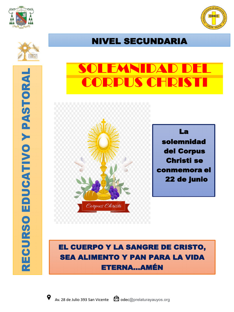 Ficha Sobre Corpus Christi | PDF | eucaristía | Cristo (título)