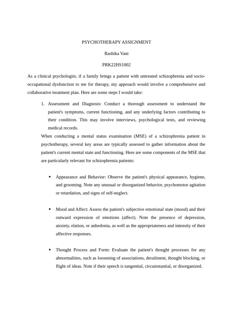 Psychotherapy Assignment | PDF | Cognitive Behavioral Therapy ...