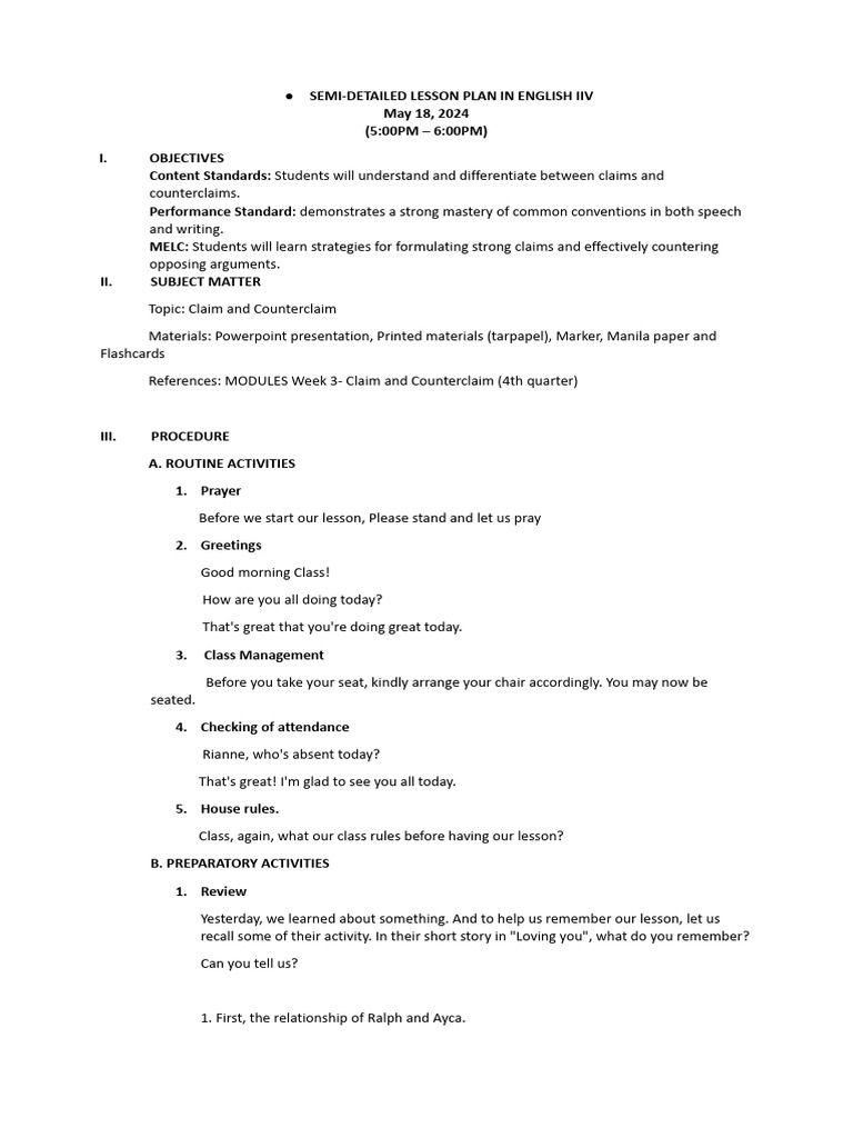 Claim and Counterclaim Lesson Plan | PDF | Mobile Phones | Communication