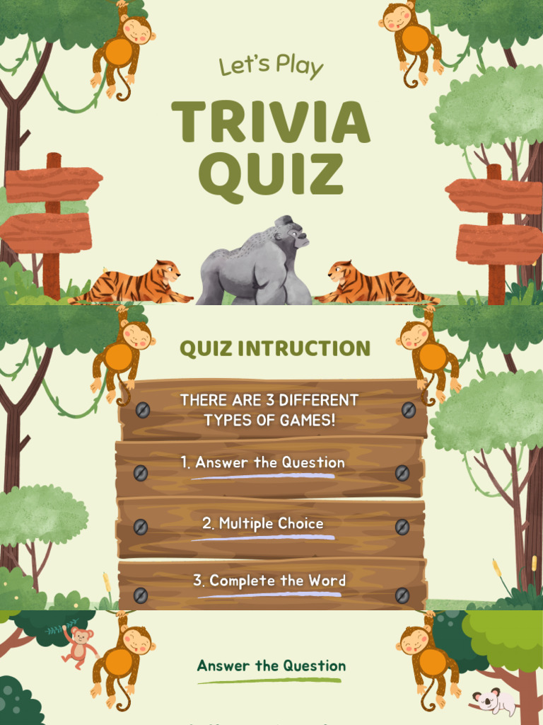 Green Brown Illustration Trivia Quiz Game Presentation | PDF