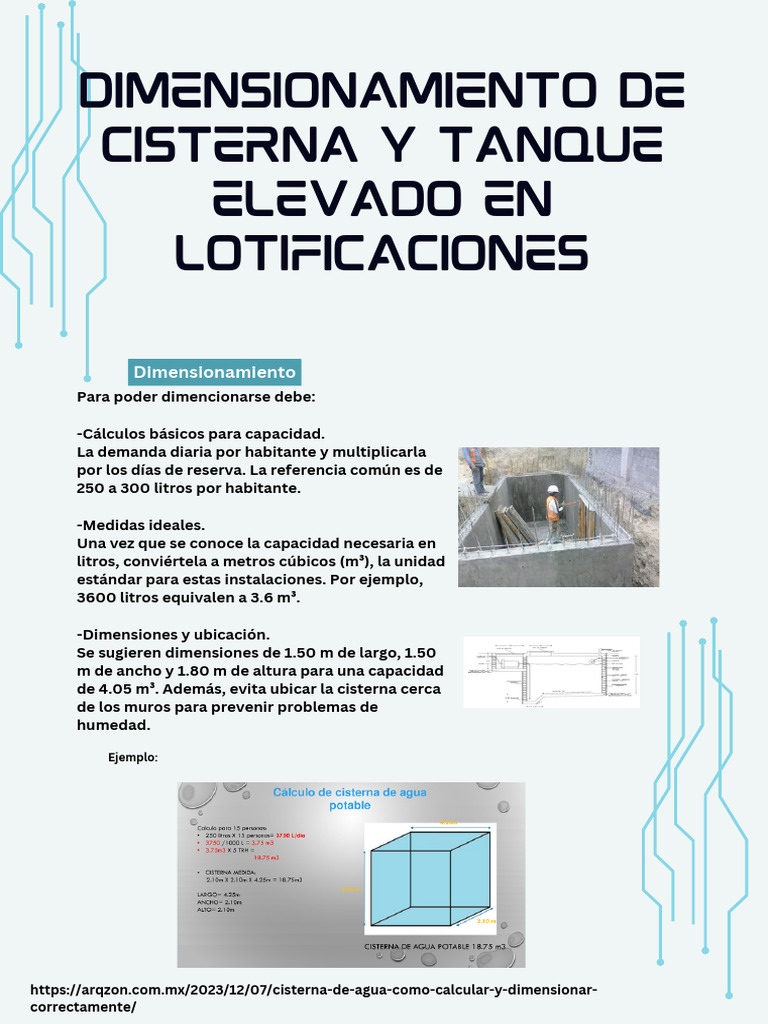 Dimensionamiento de Cisterna y Tanque | PDF