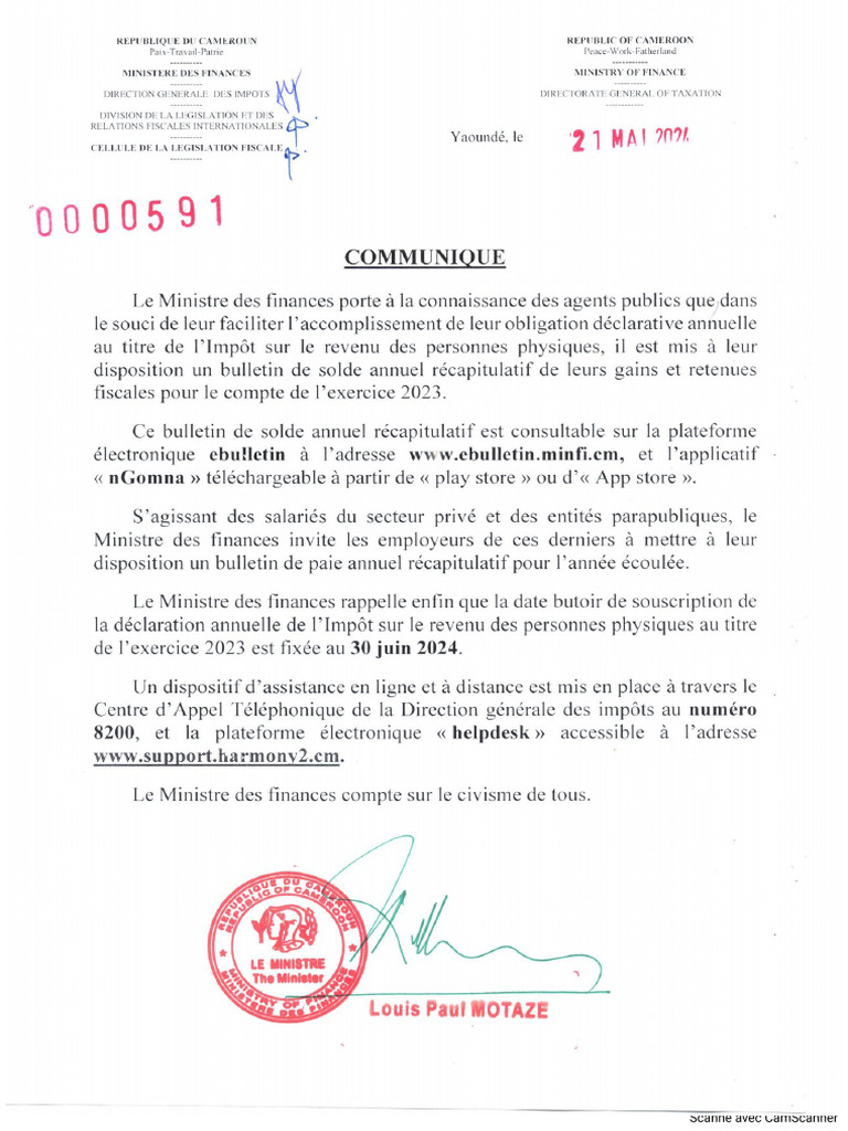 Communiqué Bulletin de Solde Annuel FR-1 | PDF