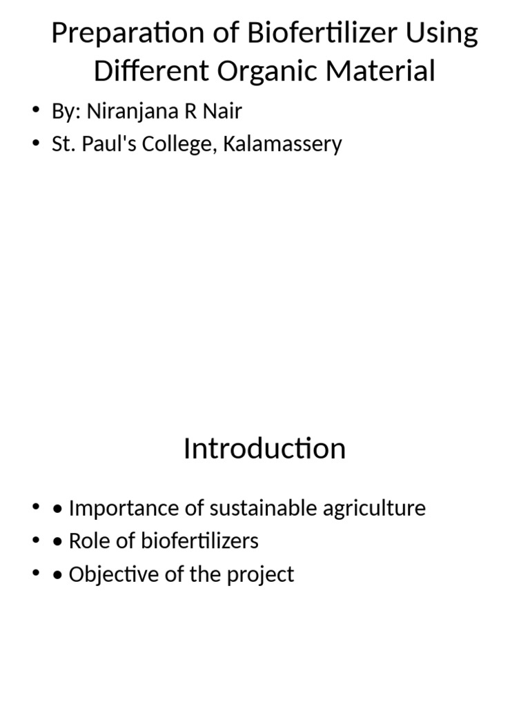 Biofertilizer Presentation Niranjana | PDF