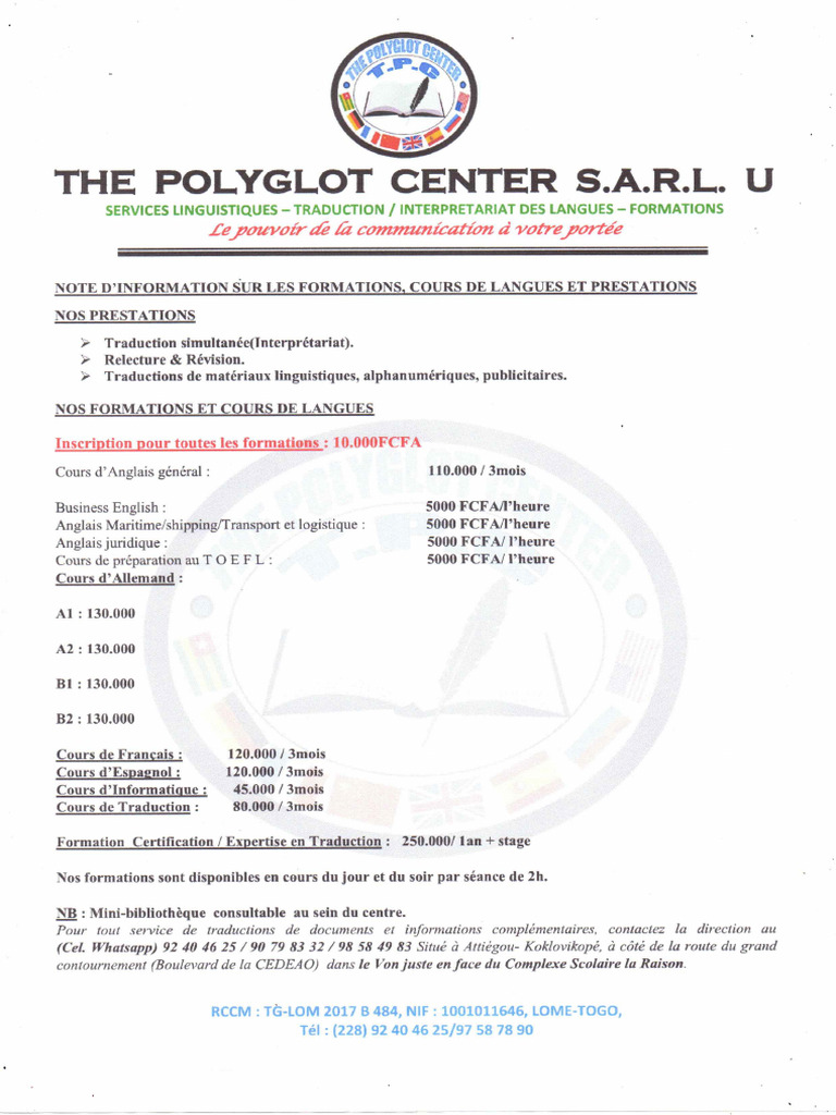 Fiche de Renseignement - TPC | PDF