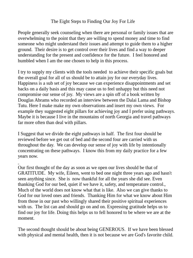 The Eight Steps To Finding Joy For Life 3 | PDF | Forgiveness | Hope