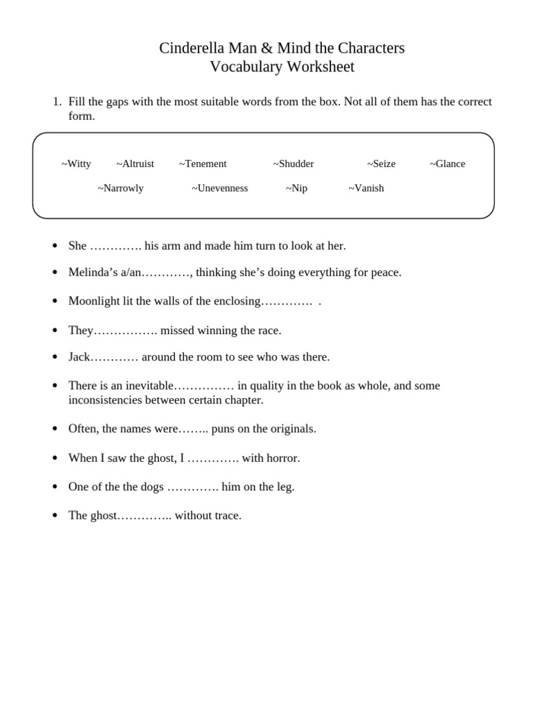 Vocabulary Worksheet and Key | PDF