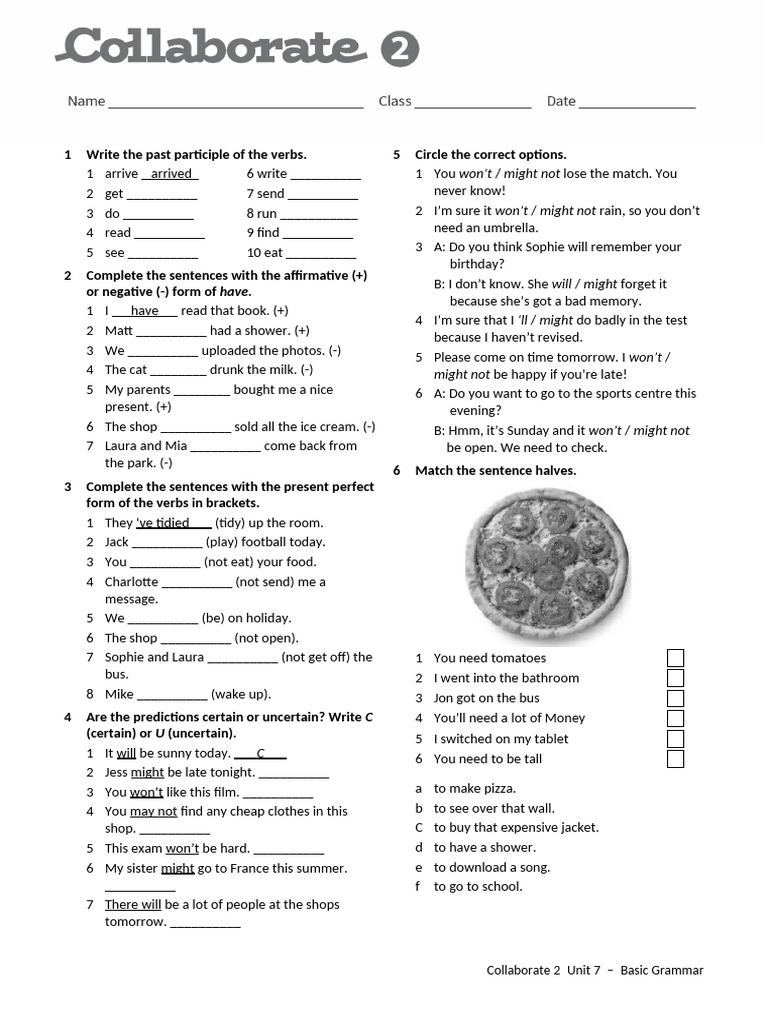 COL TRB 2 Basic Grammar Unit 7 Without Answers | PDF | Languages ...
