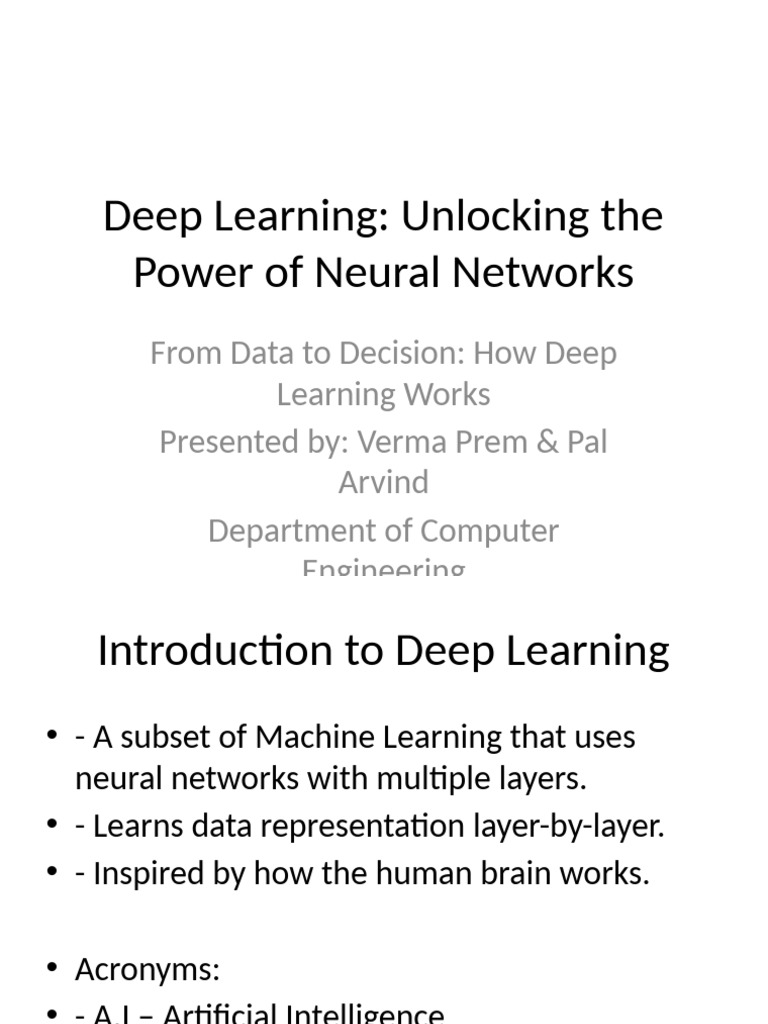 Deep Learning Overview and Applications | PDF