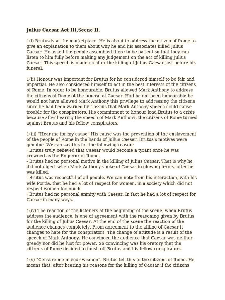 Julius Caesar Act 3 Scene 2 | PDF | Mark Antony | Julius Caesar