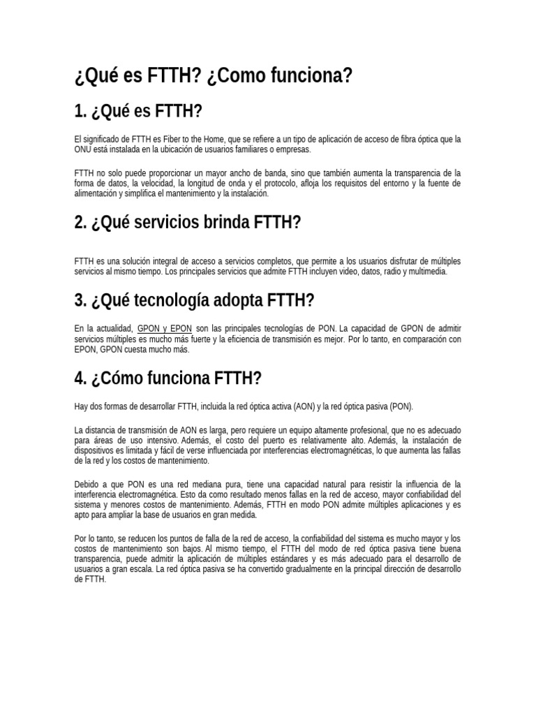 Que Es FTTH Guia | PDF