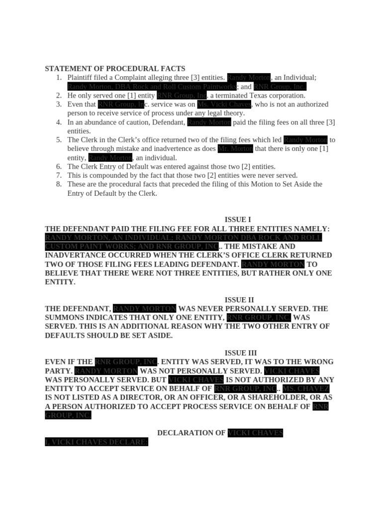 Motion To Set Aside Default (9782) | PDF | Default Judgment | Legal Procedure